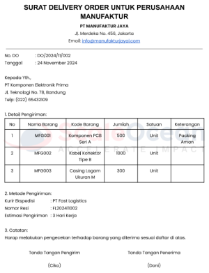 Apa Itu Delivery Order, Komponen, dan Cara Buatnya
