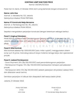 Lump Sum: Pengertian, Fungsi Kontrak, Jenis, & Contohnya