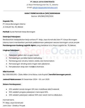 16 Contoh Surat Perintah Kerja (SPK), Format dan Komponen