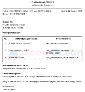 16 Contoh Surat Perintah Kerja (SPK), Format dan Komponen