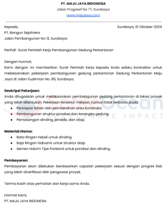 16 Contoh Surat Perintah Kerja (SPK), Format dan Komponen