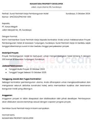 16 Contoh Surat Perintah Kerja (SPK), Format dan Komponen
