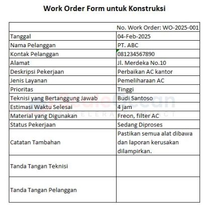 Template Work Order Form, Elemen, dan Cara Membuatnya