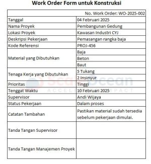Template Work Order Form, Elemen, dan Cara Membuatnya