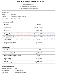 5 Contoh Invoice Rental Mobil, Komponen dan Manfaatnya