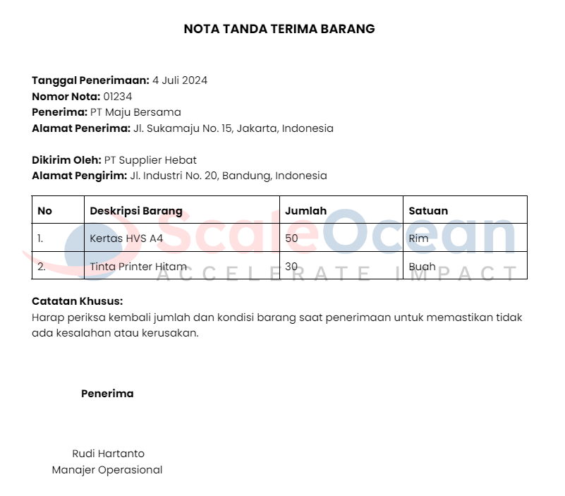Contoh Tanda Terima Barang, Jenis, dan Cara Buatnya